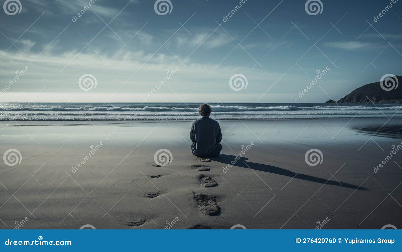 Solitude At Sunset: A Lone Figure On A Deserted Beach. Perfect For ...
