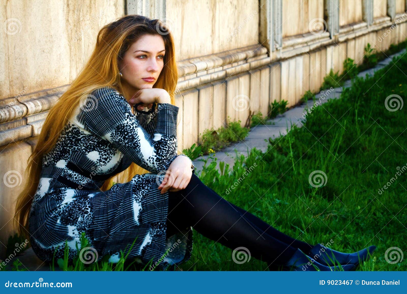 Solitude - Sad Pensive Woman Sitting Alone Stock Image - Image of moody ...