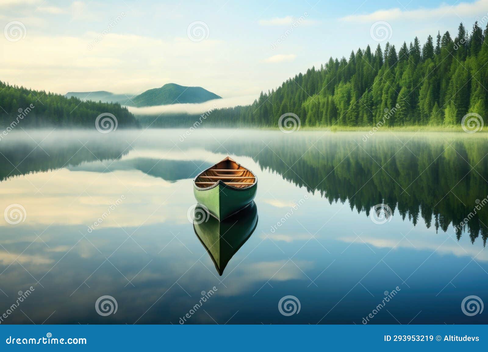 A Solo Canoe Resting on a Calm, Pristine Lake Stock Image - Image of ...