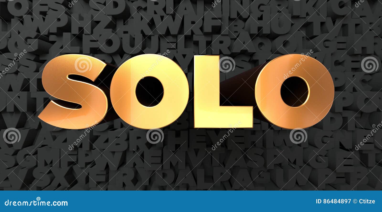 Solo Gold Text On Black Background 3d Rendered Royalty Free Stock