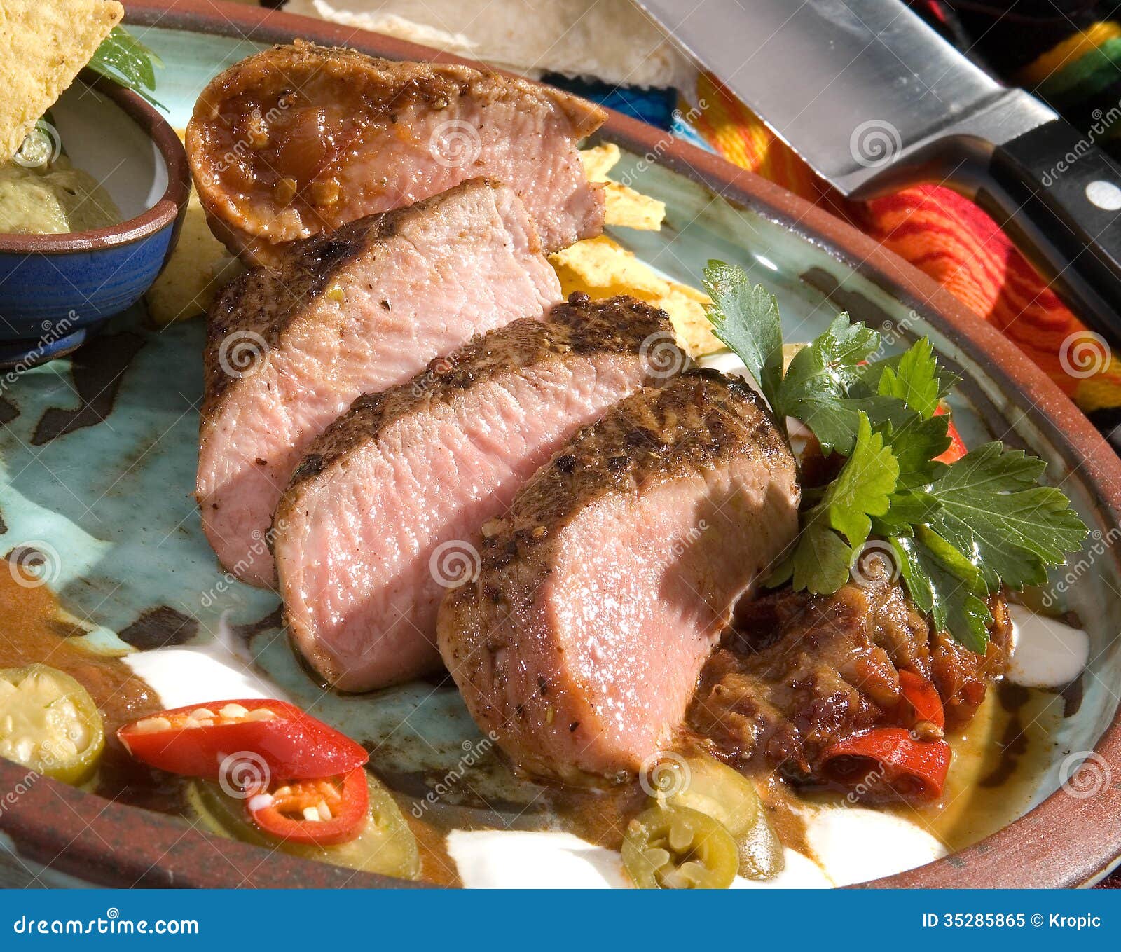 Solomillo asado del cerdo imagen de archivo. Imagen de parrilla - 35285865