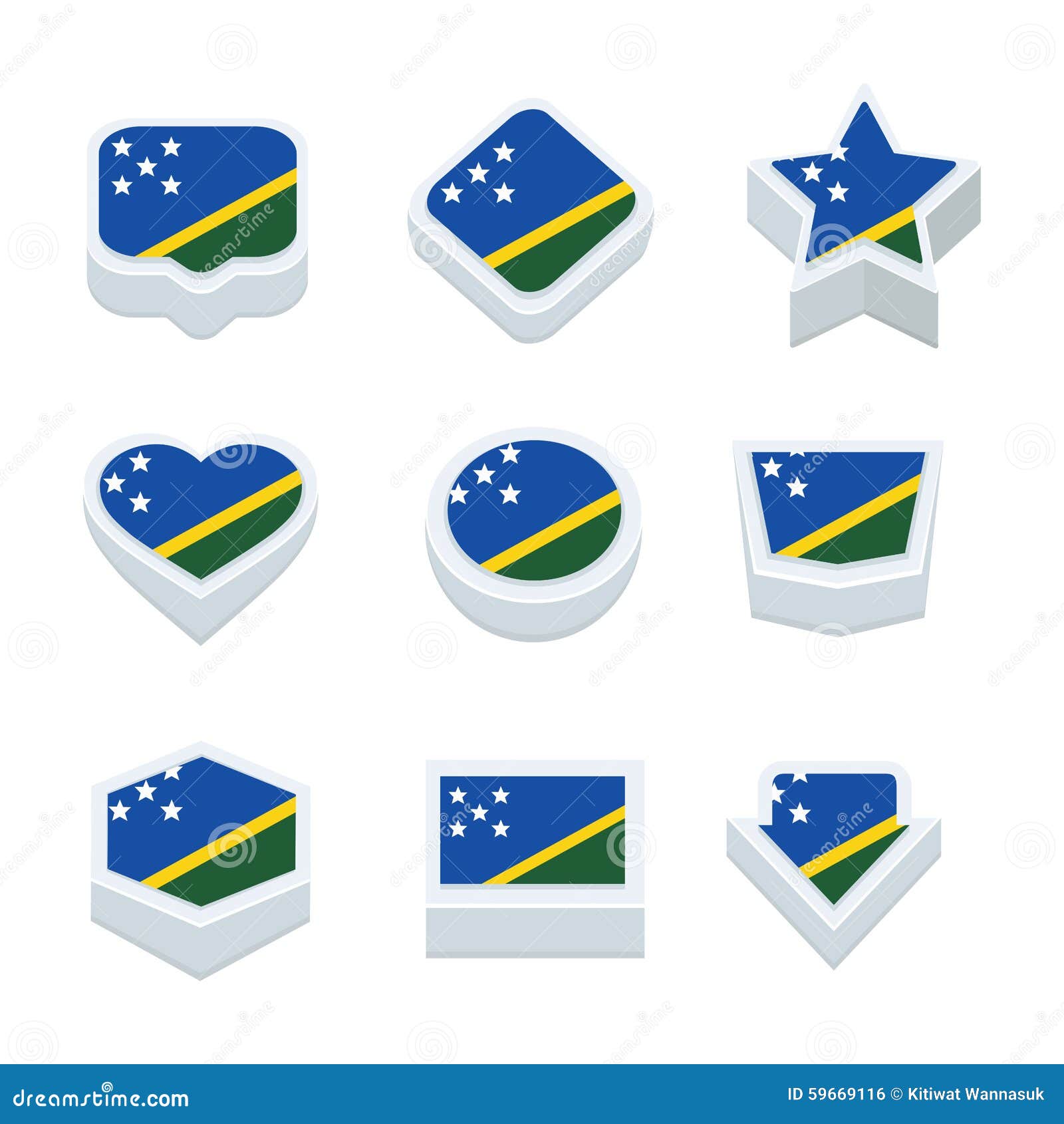 Solomon Islands Flags Icons and Button Set Nine Styles Stock Vector ...