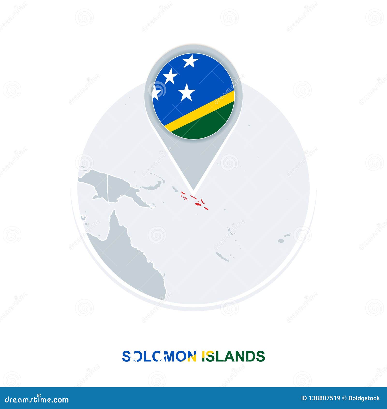 Solomon Islands Map and Flag, Vector Map Icon with Highlighted Solomon ...