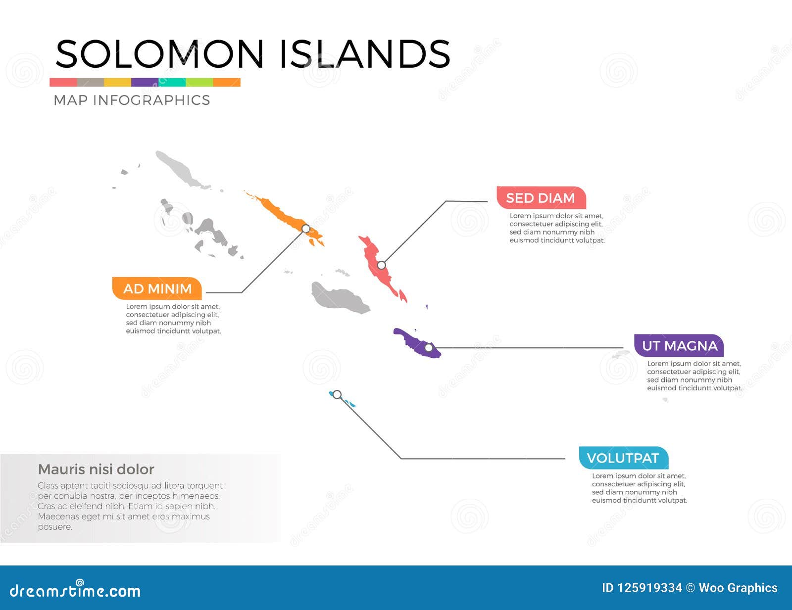 Solomon Islands Map Infographics Vector Template with Regions and ...