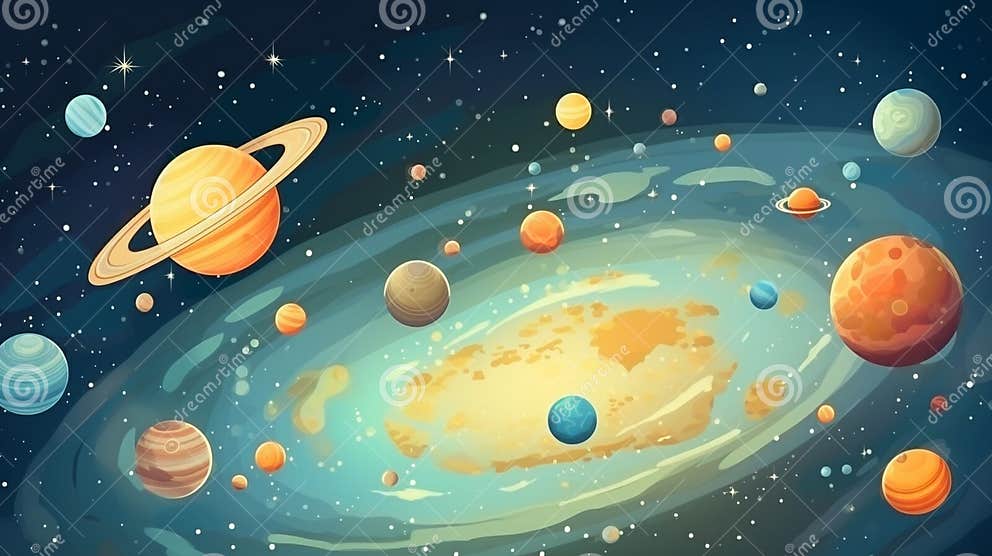 Solor System Background. Illustration Stock Illustration - Illustration ...