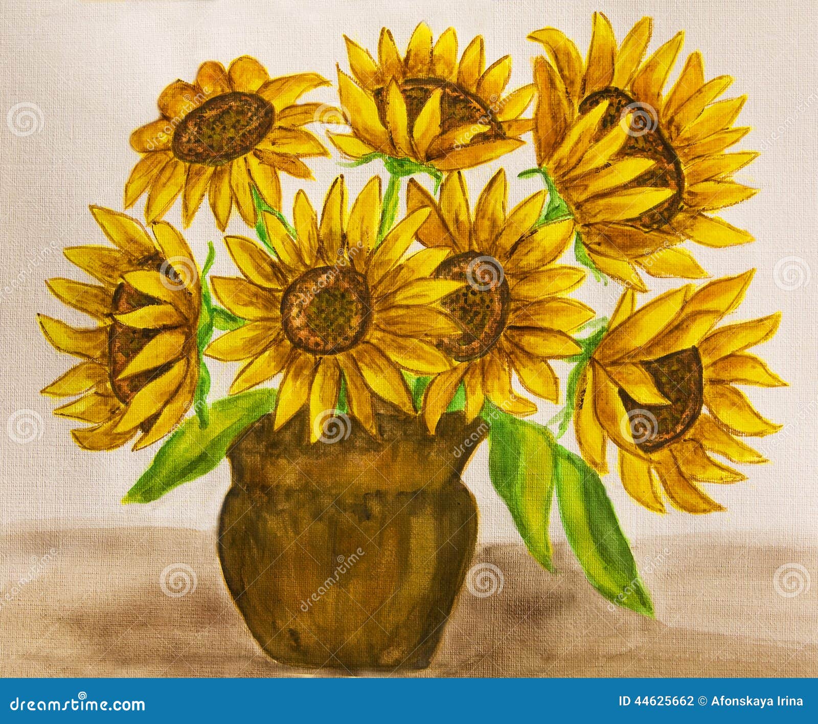 Solrosor akvareller stock illustrationer. Illustration av solros - 44625662