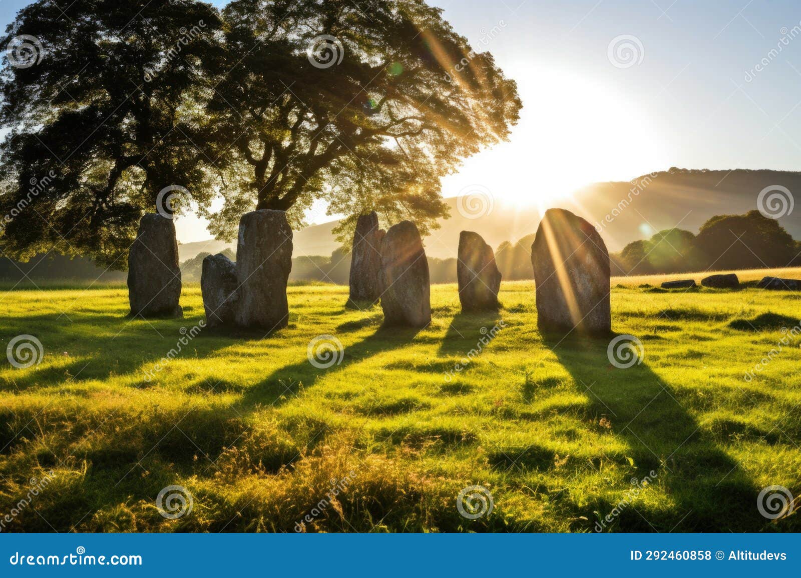 Solstice Stone Circle in Afternoon Sunlight Stock Photo - Image of ...