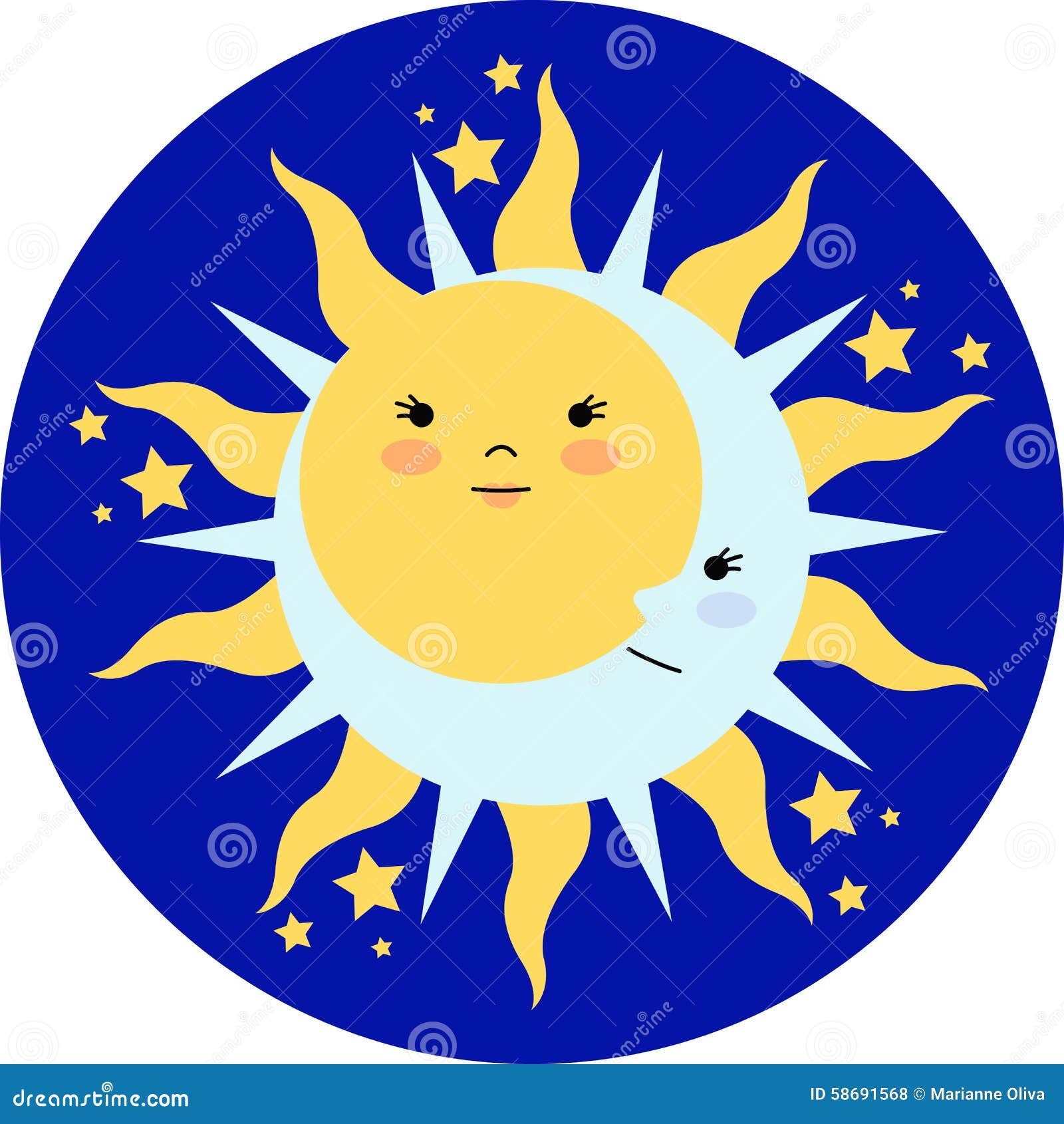Solstice Sun stock vector. Illustration of crescent, star - 58691568