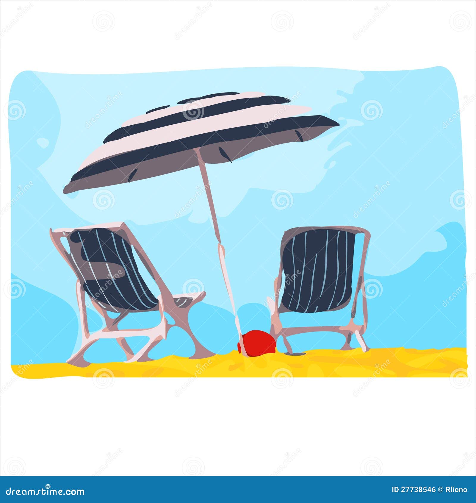 Solstol med paraplyet. stock illustrationer. Illustration av rasande ...