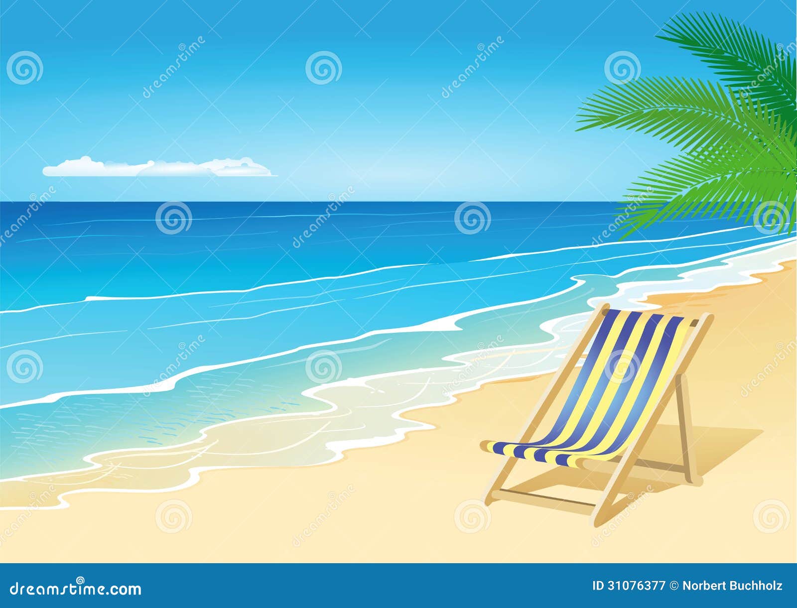 Solstol På Stranden Vid Havet Vektor Illustrationer - Illustration av ...