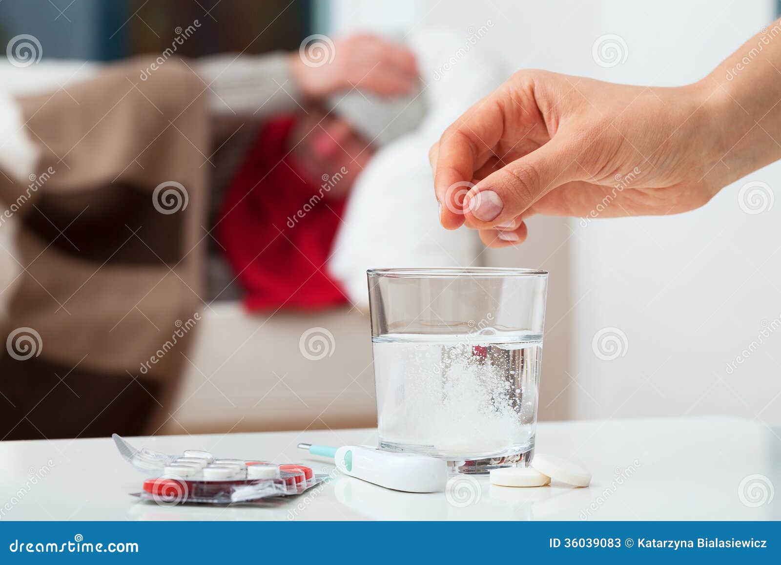 Soluble tablet for a cold stock image. Image of couch - 36039083