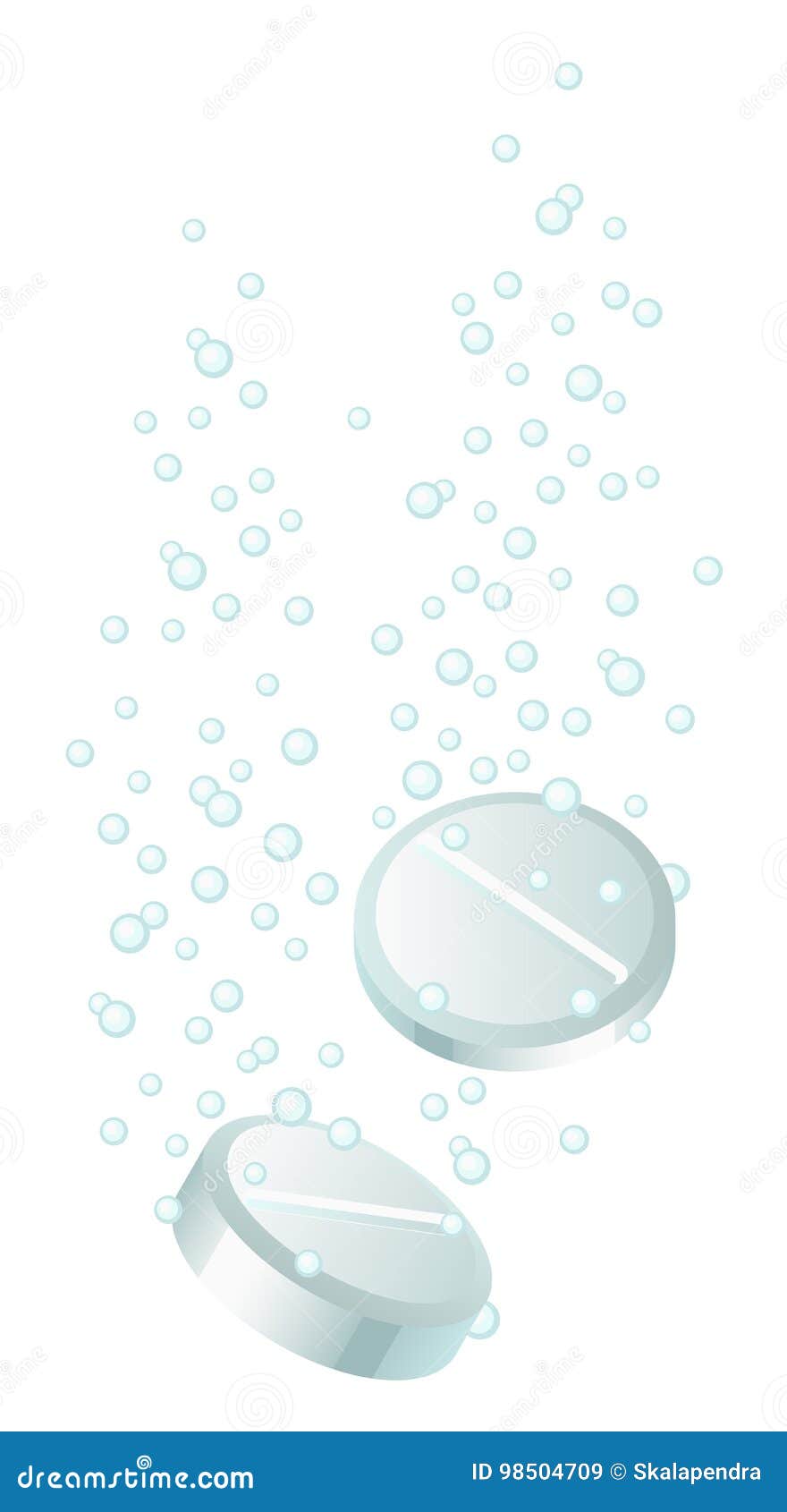 Soluble Tablets In Liquid With Bubbles. Realistic Illustration ...