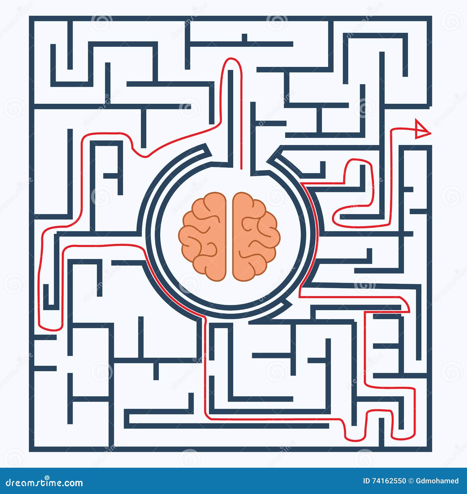 Solucionado, Cerebro Dentro Del Laberinto Stock de ilustración ...