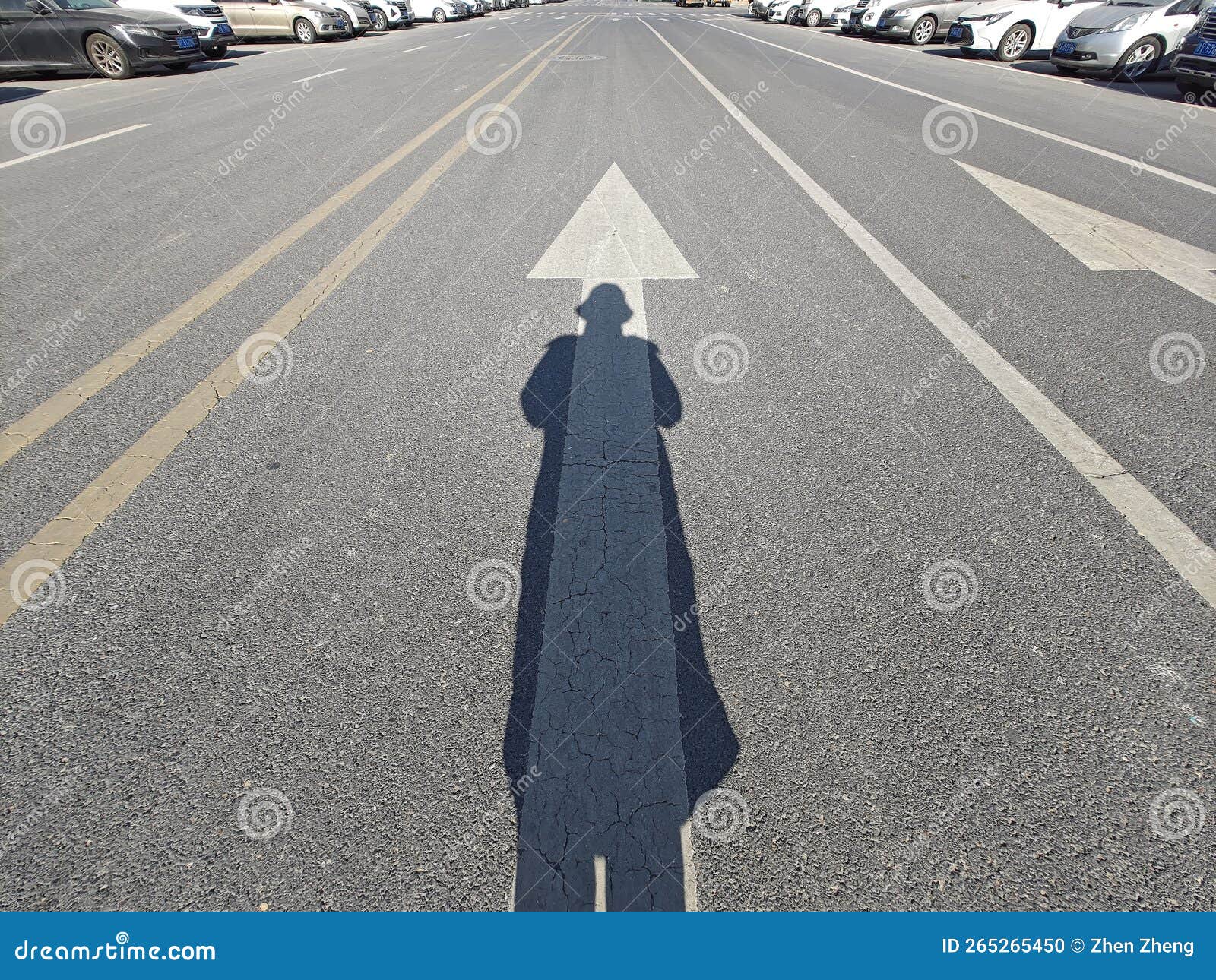 Solution Arrow and Silhouette on the Road, New Year Directtion. Stock ...