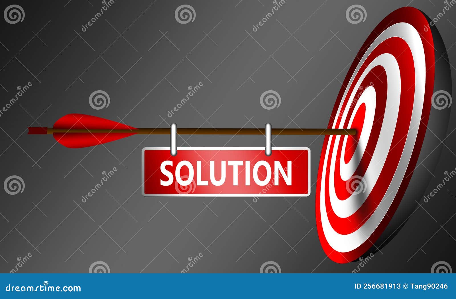 Solution Banner Hang on Arrow Hit on Bull Eye Stock Illustration ...