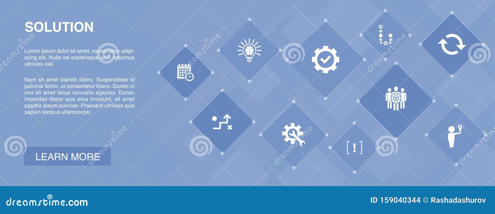 Solution Banner 10 Icons Concept Stock Vector - Illustration of resolve ...