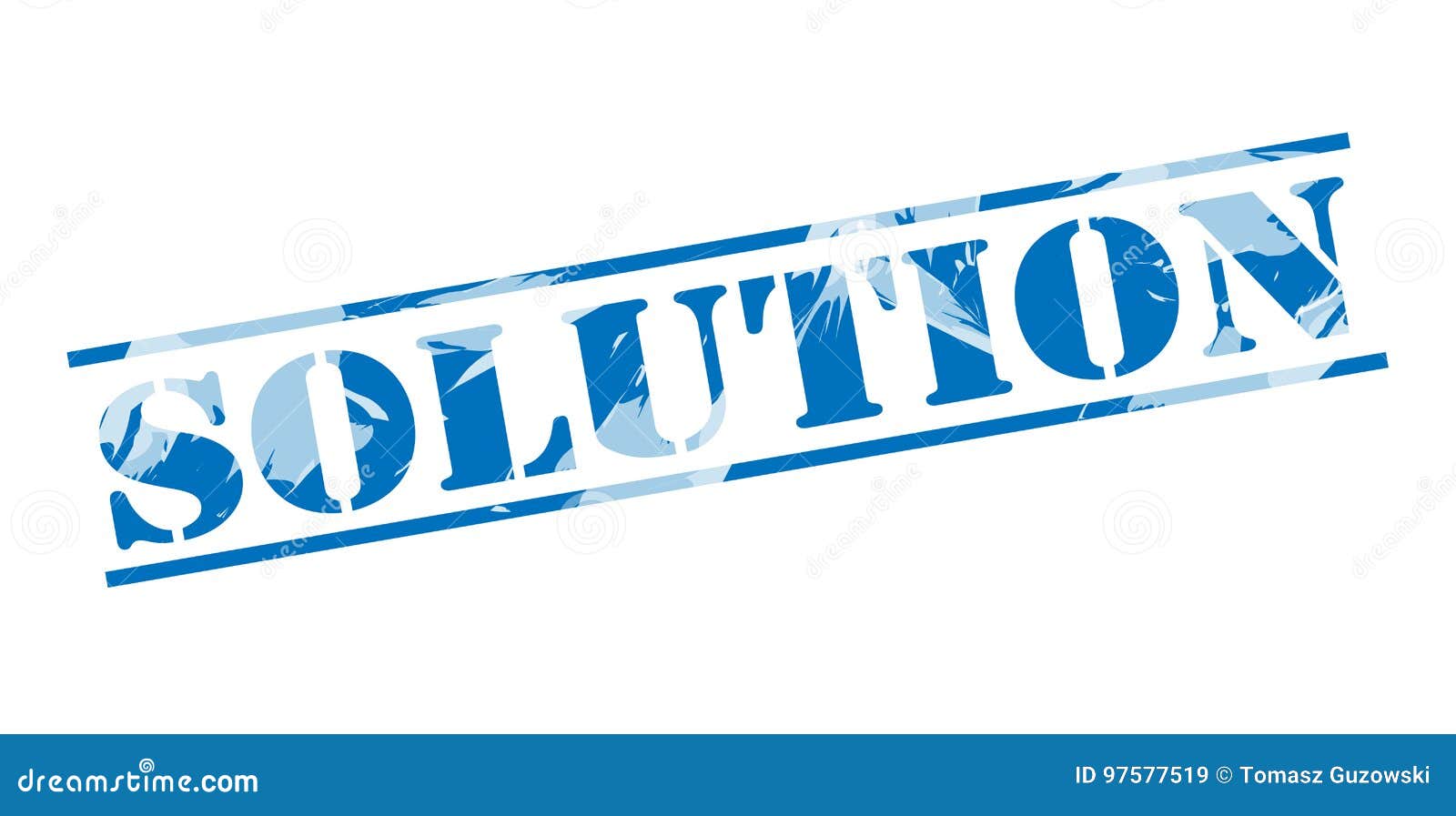 Solution blue stamp stock illustration. Illustration of label - 97577519