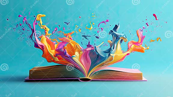 Solution Book Flat Design Front View Knowledge Theme 3D Render Vivid ...