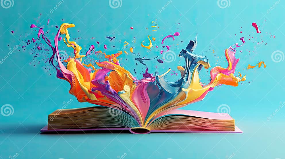 Solution Book Flat Design Front View Knowledge Theme 3D Render Vivid ...