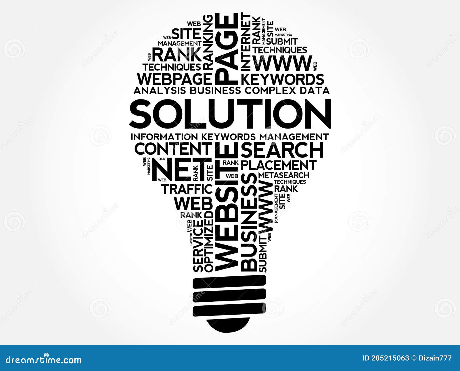 SOLUTION bulb word cloud stock illustration. Illustration of idea ...