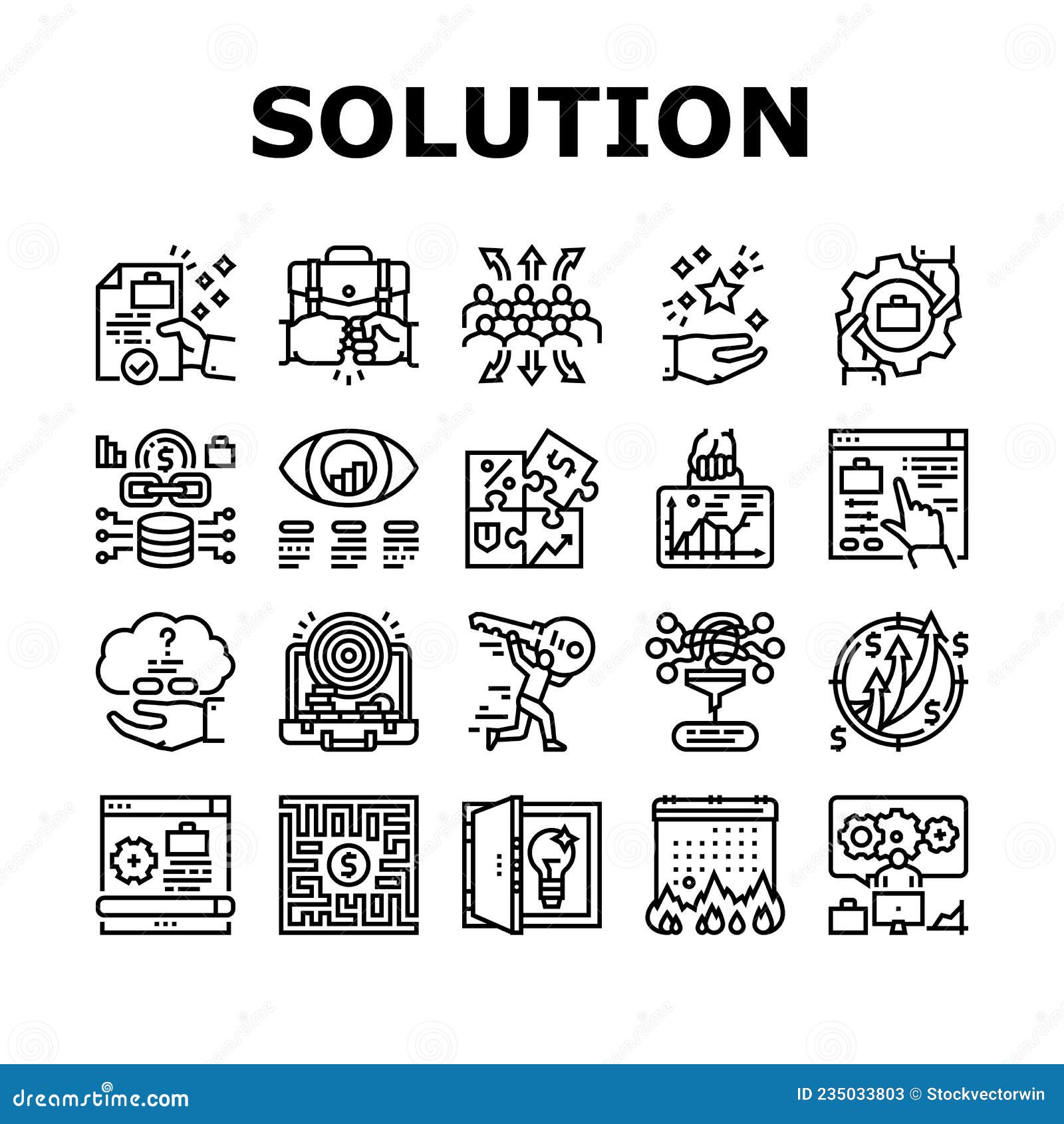 Solution Business Problem Task Icons Set Vector Stock Vector ...