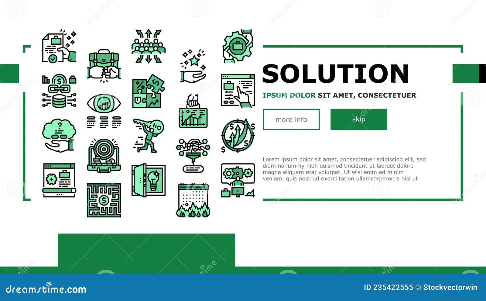 Solution Business Problem Task Landing Header Vector Stock Vector ...