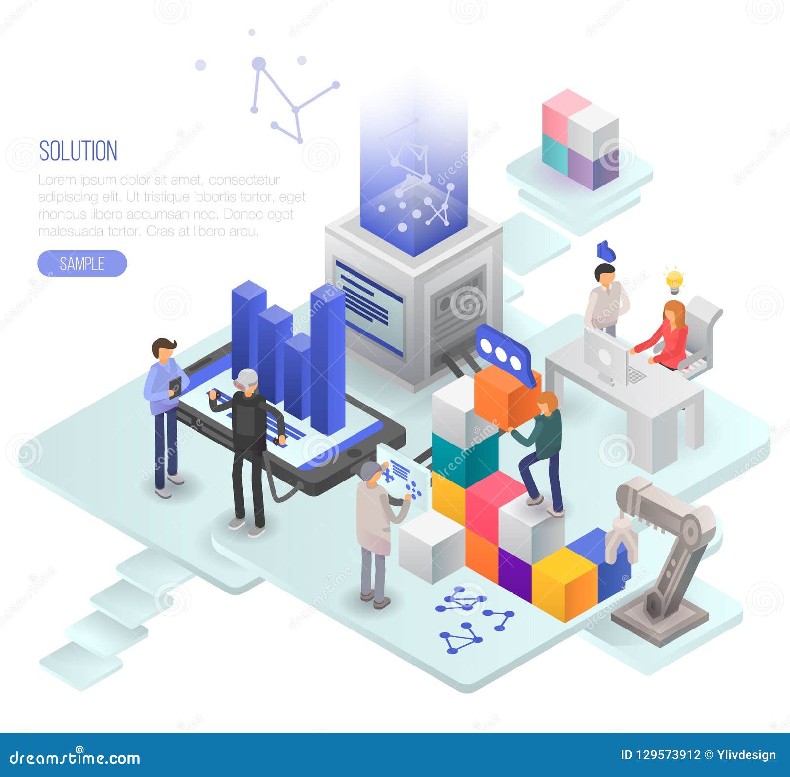 Solution Concept Background, Isometric Style Stock Vector ...