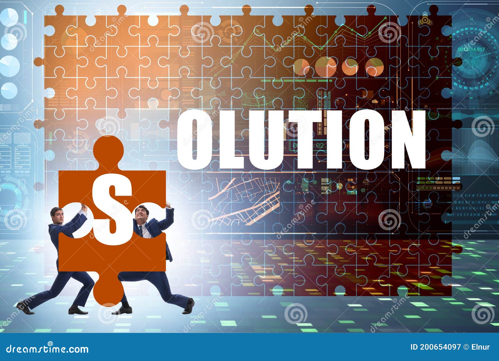 Solution Concept with Businessman Solving Jigsaw Puzzle Stock ...