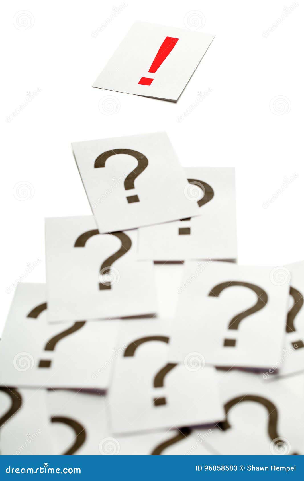 Solution Concept - Exclamation Mark on Top of Question Marks Stock ...