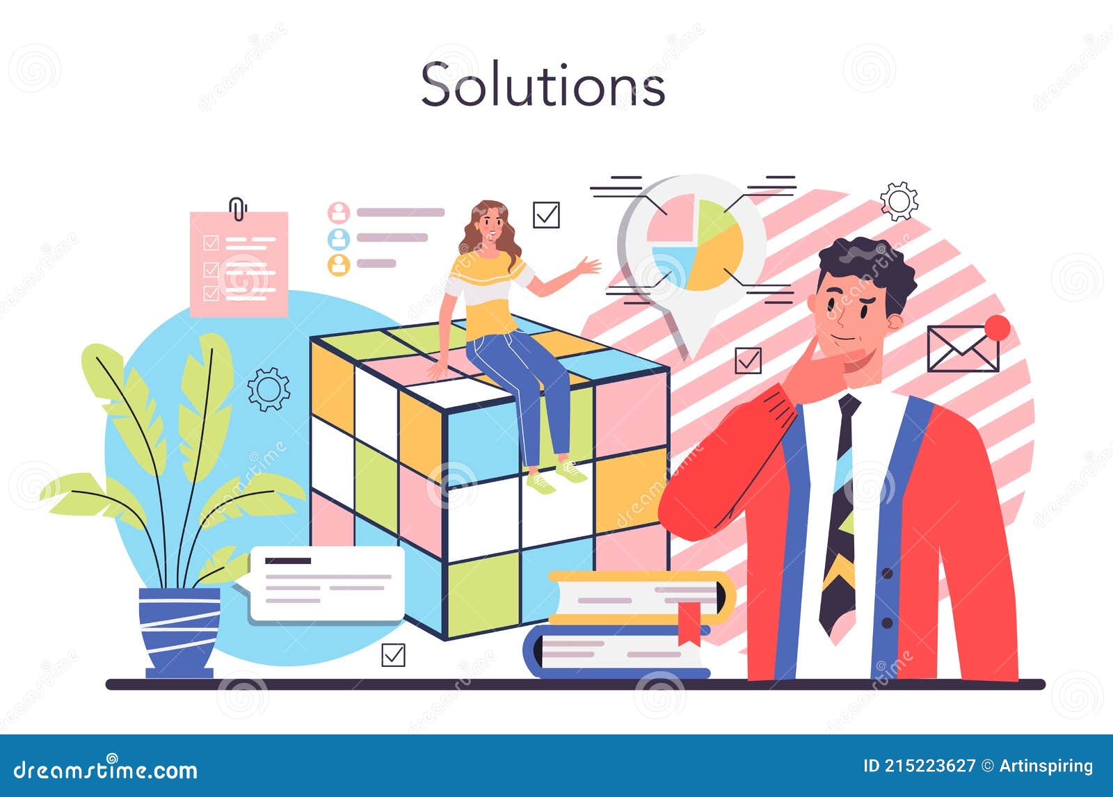 Solution Concept Illustration. Solving the Problem and Finding Stock ...