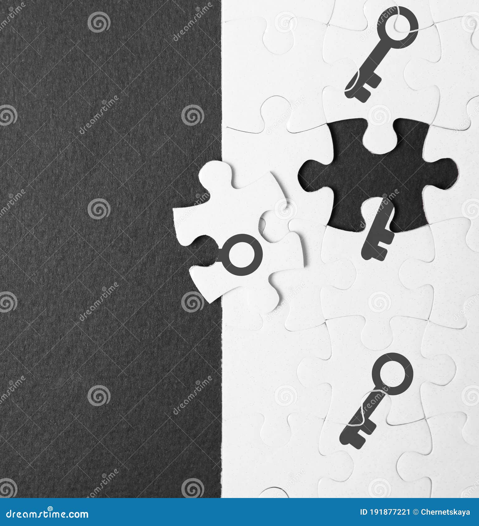 Solution Concept. White Puzzle with Separated Piece on Background, Flat ...