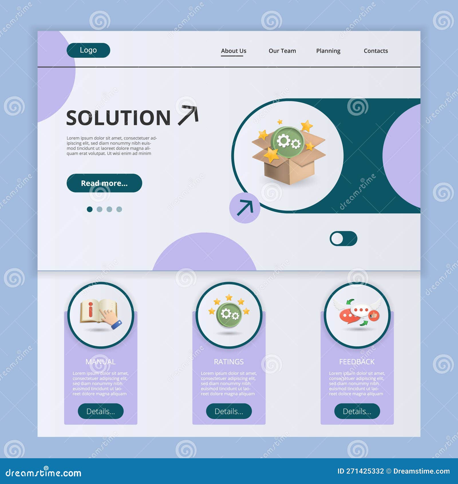 Solution Flat Landing Page Website Template. Manual, Ratings, Feedback ...