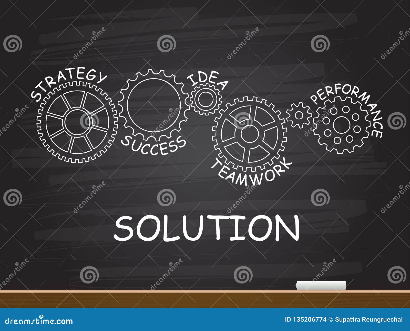 Solution with Gear Concept on Chalkboard. Vector Illustration. Stock ...