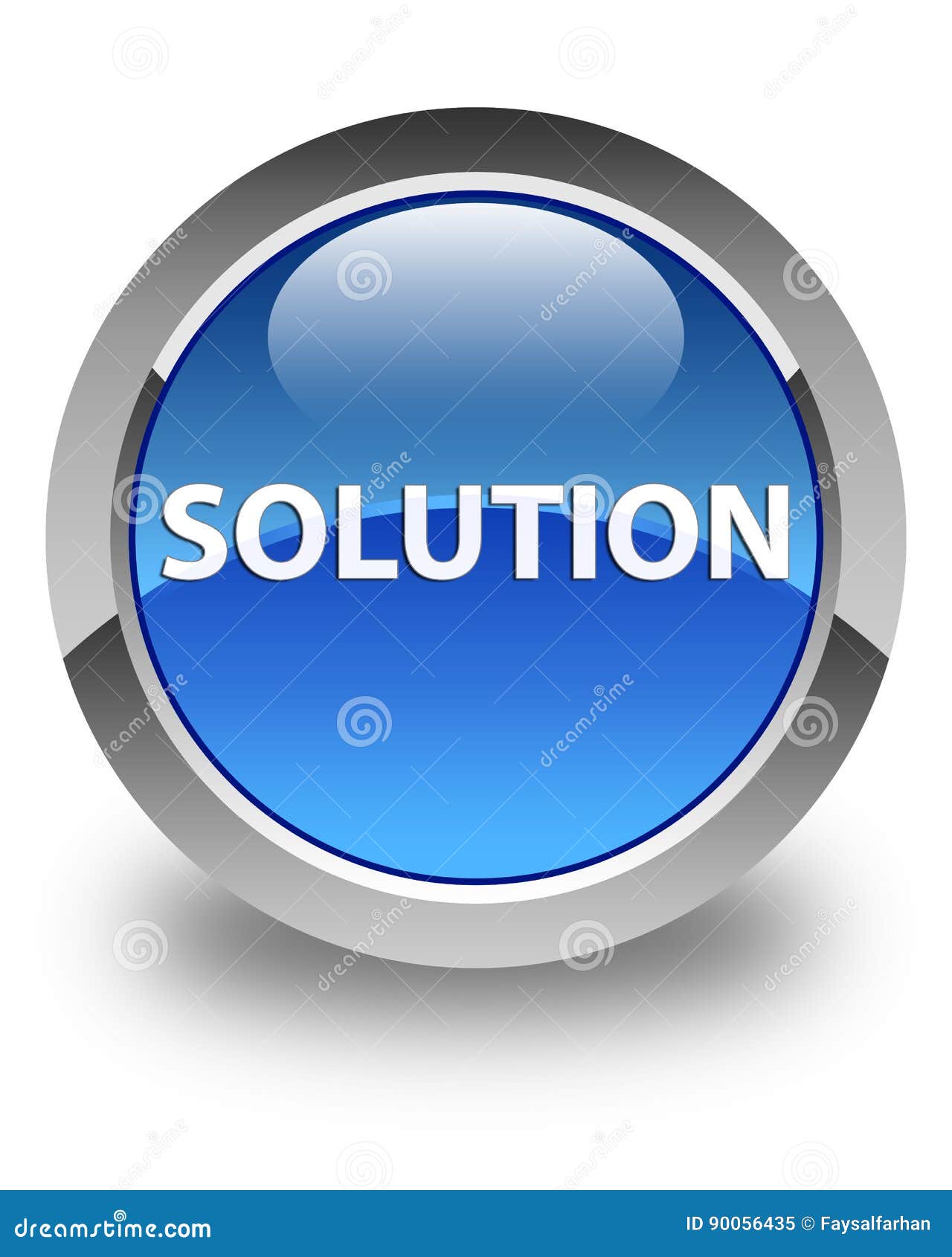 Solution Glossy Blue Round Button Stock Illustration - Illustration of ...