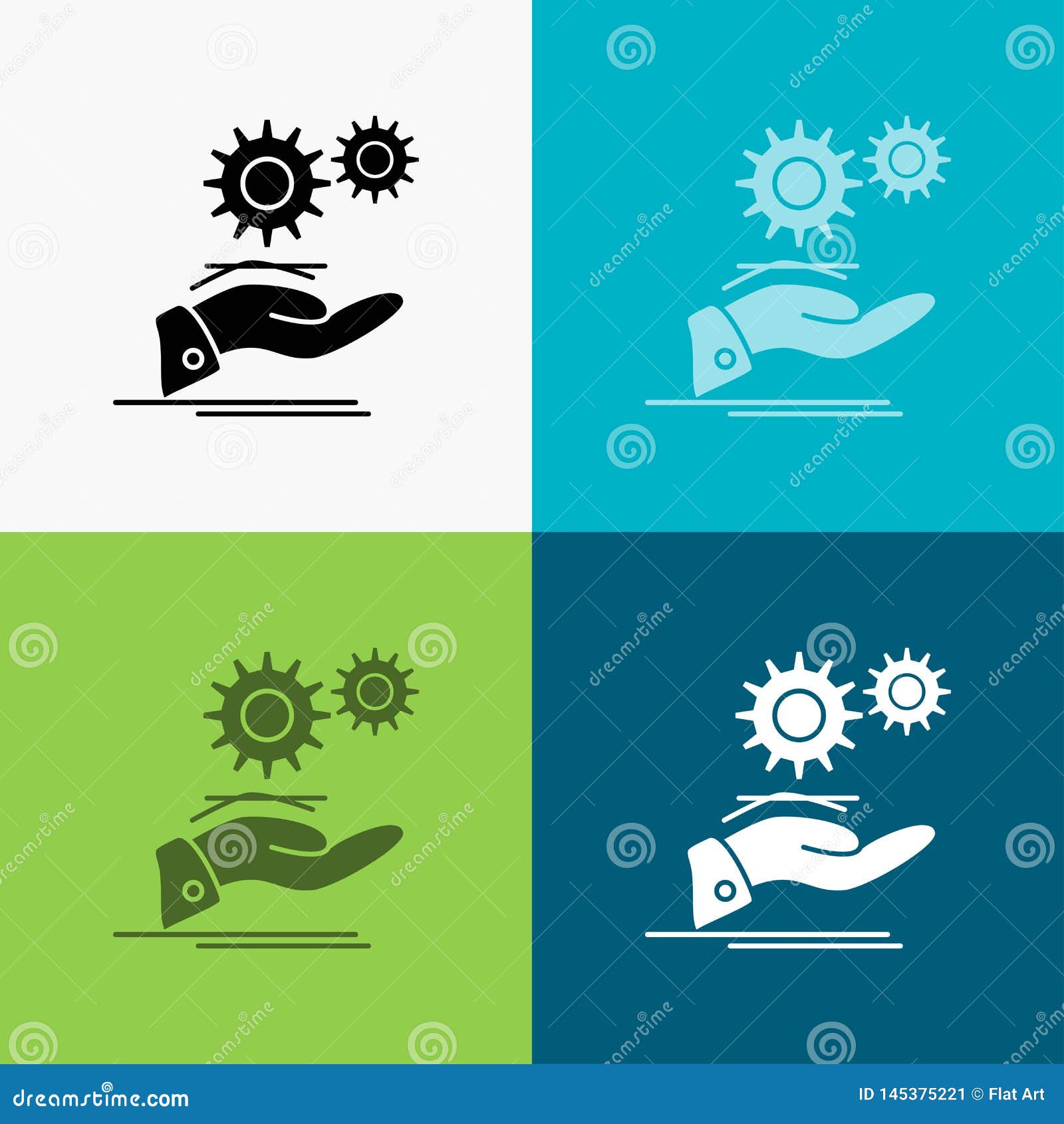 Solution, Hand, Idea, Gear, Services Icon Over Various Background ...