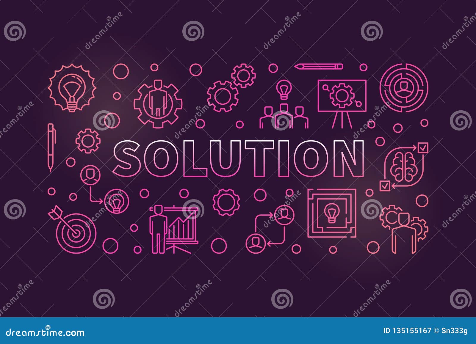 Solution Horizontal Colorful Vector Outline Illustration Stock Vector ...