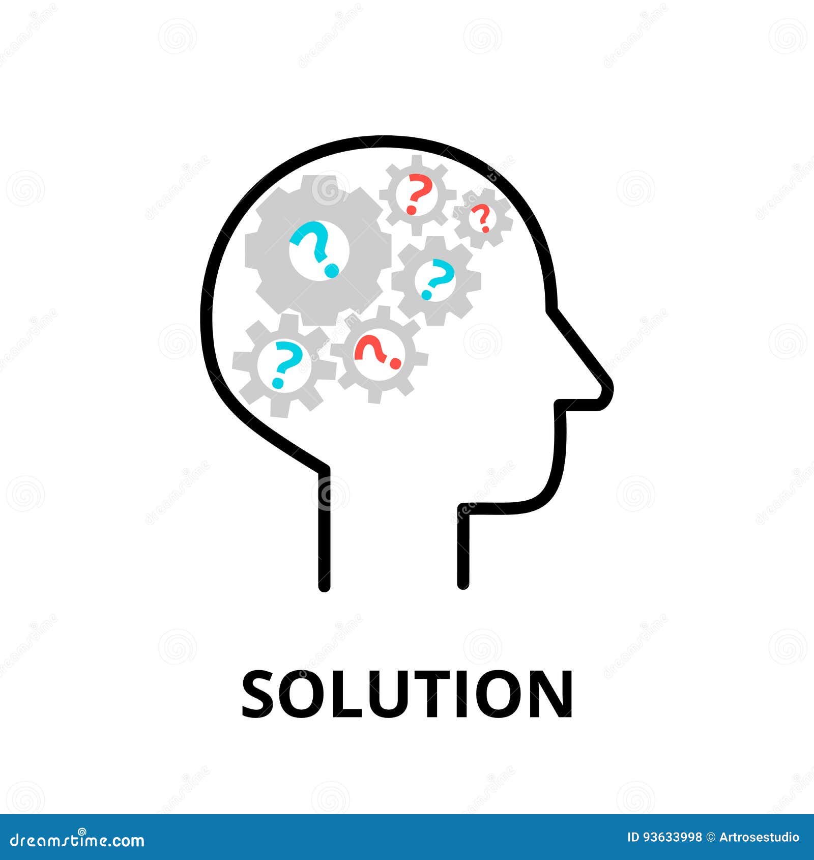 Solution Icon, Flat Thin Line Vector Illustration Stock Vector ...