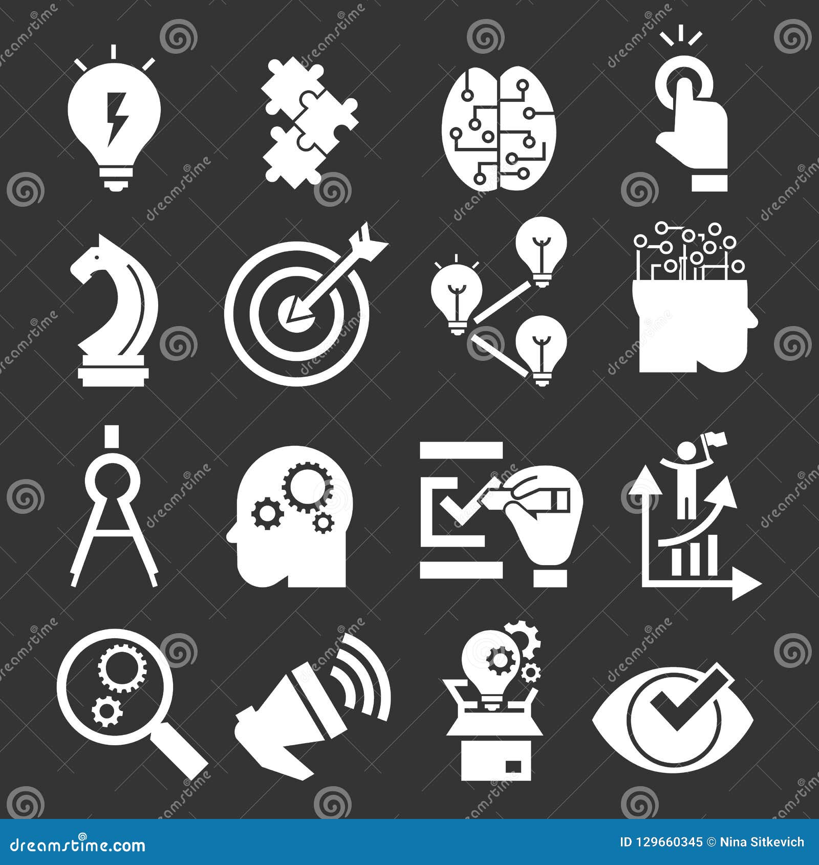 Solution Icon Set, Simple Style Stock Vector - Illustration of energy ...