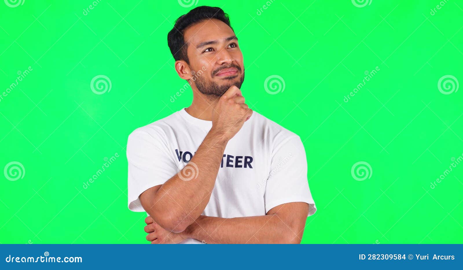 Solution, Idea and Man in a Studio with Green Screen for Dreaming ...