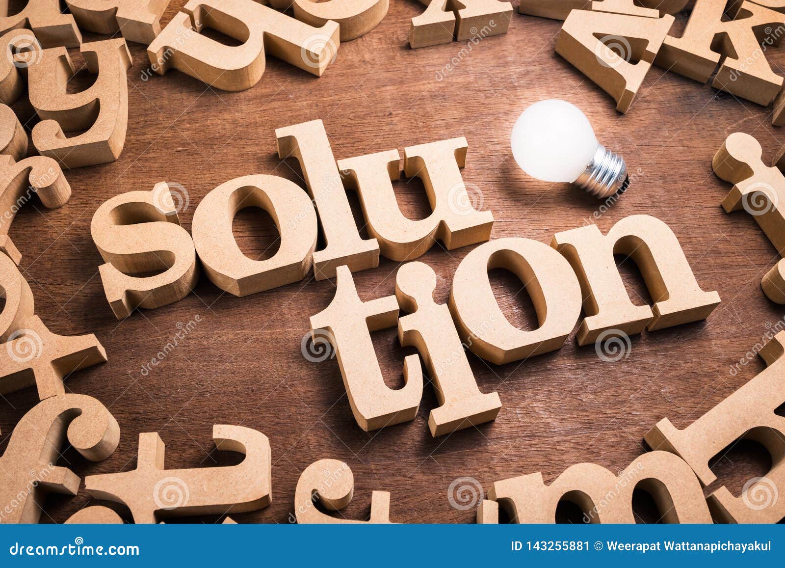 Solution Idea stock image. Image of bulb, alphabet, answer - 143255881