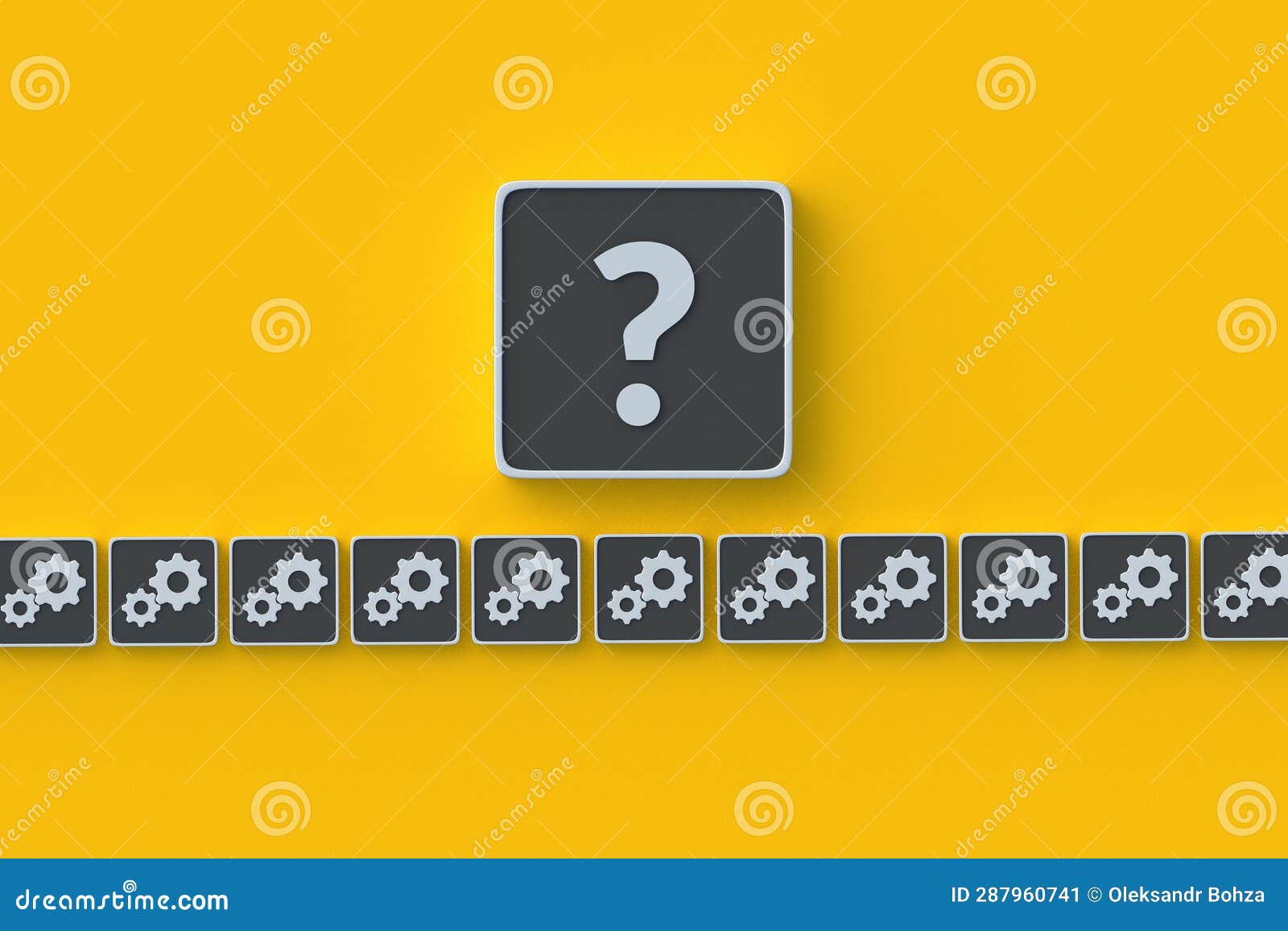 Solution Industrial Problem Concept. Question Mark and Gears on Buttons ...
