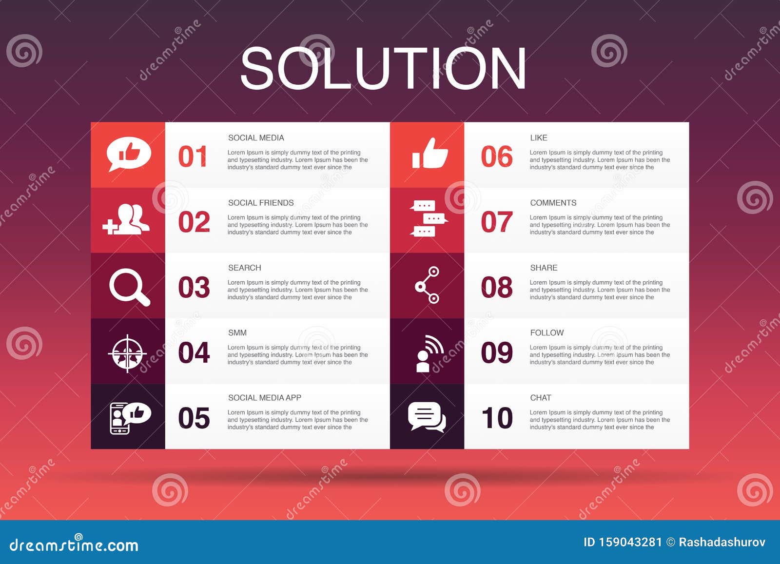 Solution Infographic 10 Option Template Stock Vector - Illustration of ...