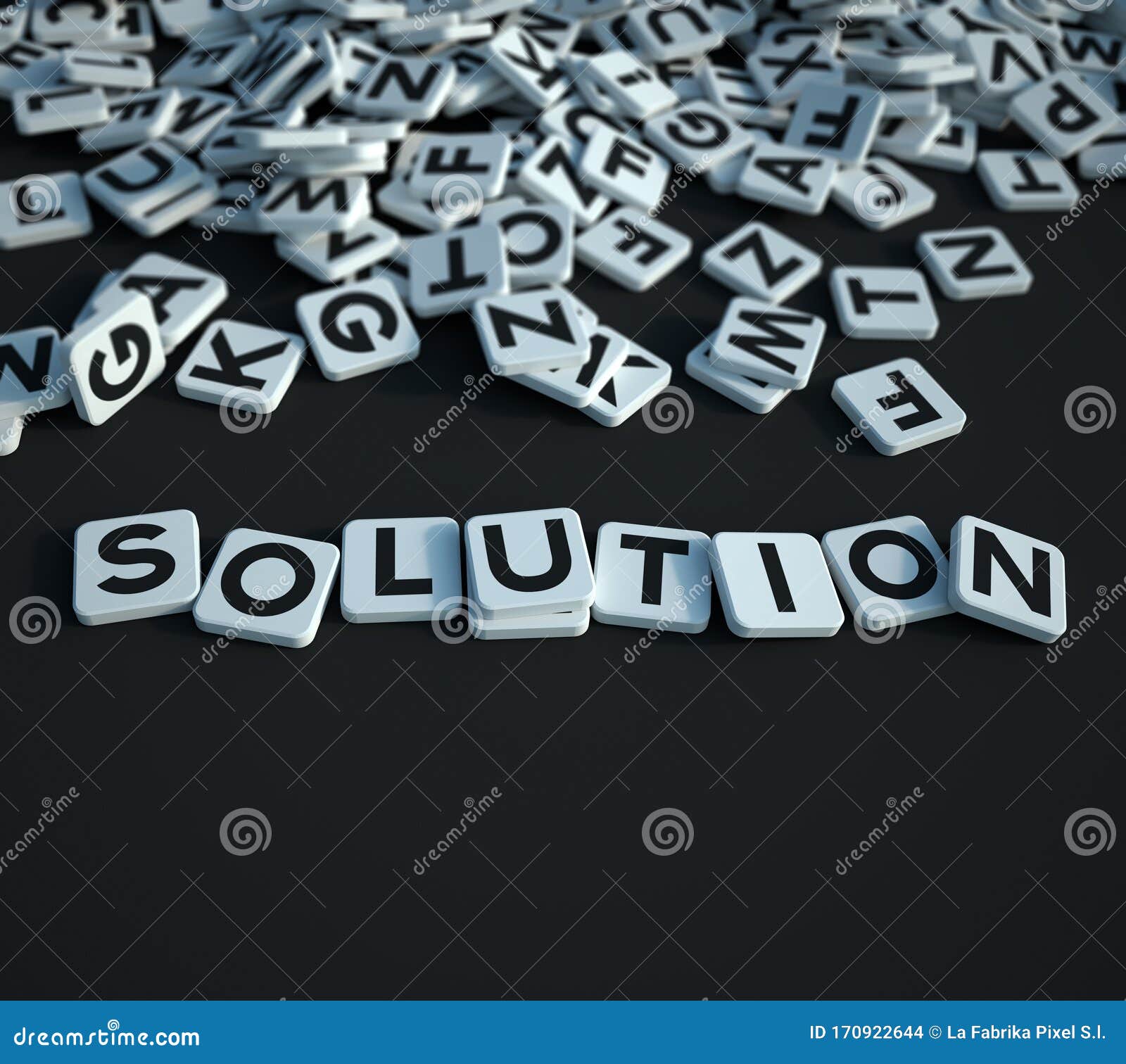 Solution in letter tiles stock illustration. Illustration of message ...