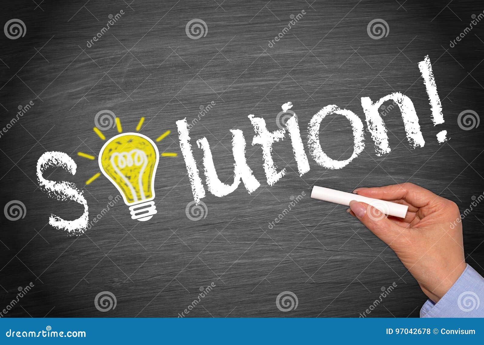 Solution - Light Bulb Concept with Text on Chalkboard Stock Photo ...