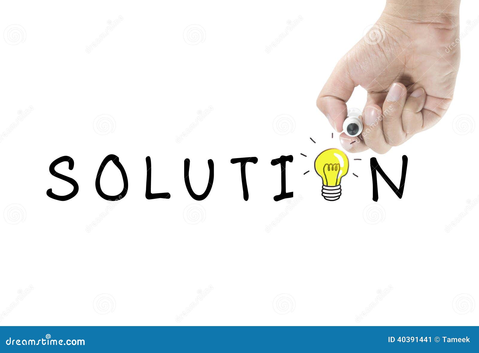 Solution with light bulb stock image. Image of education - 40391441