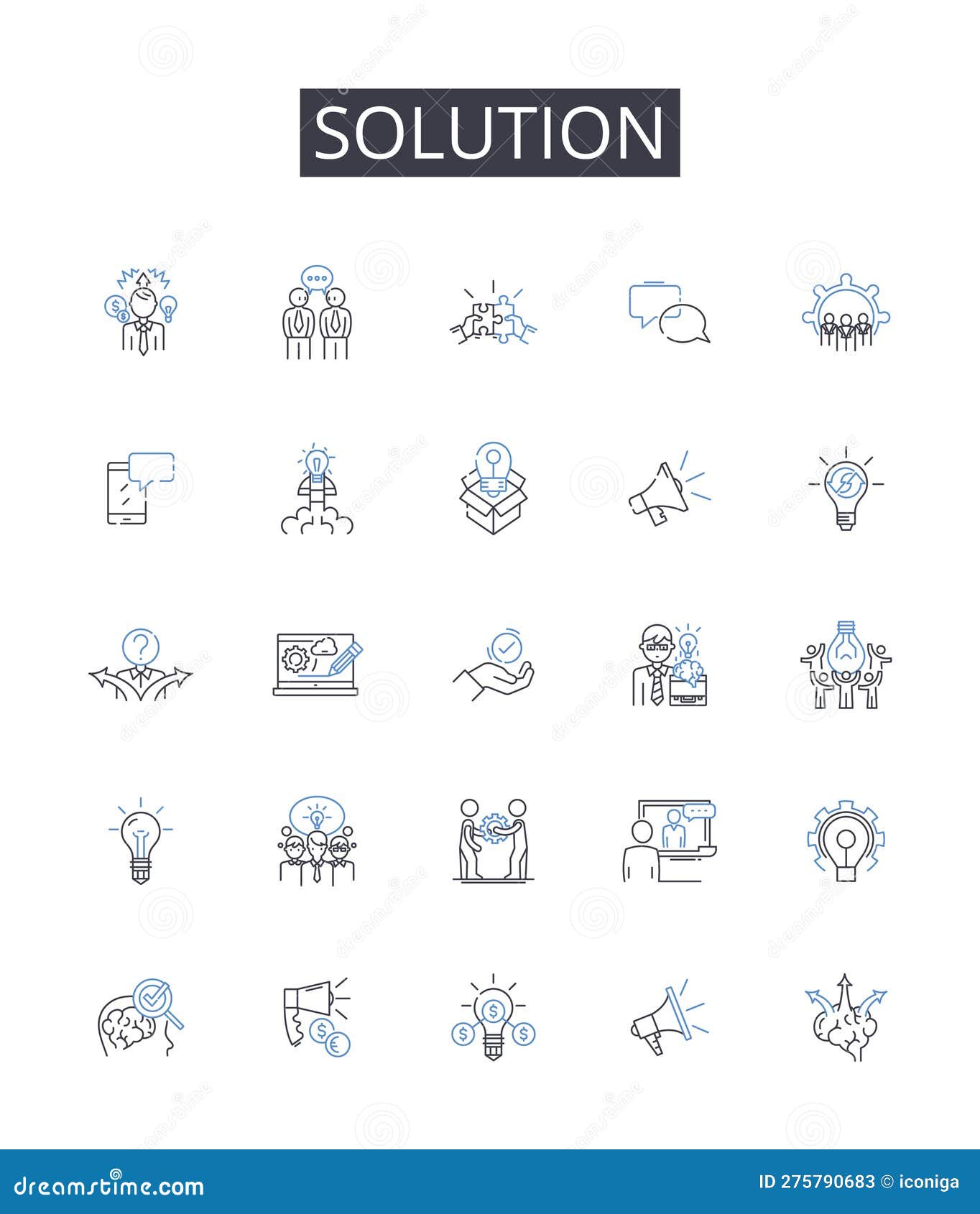 Solution Line Icons Collection. Answer, Fix, Resolve, Cure, Remedy, Key ...