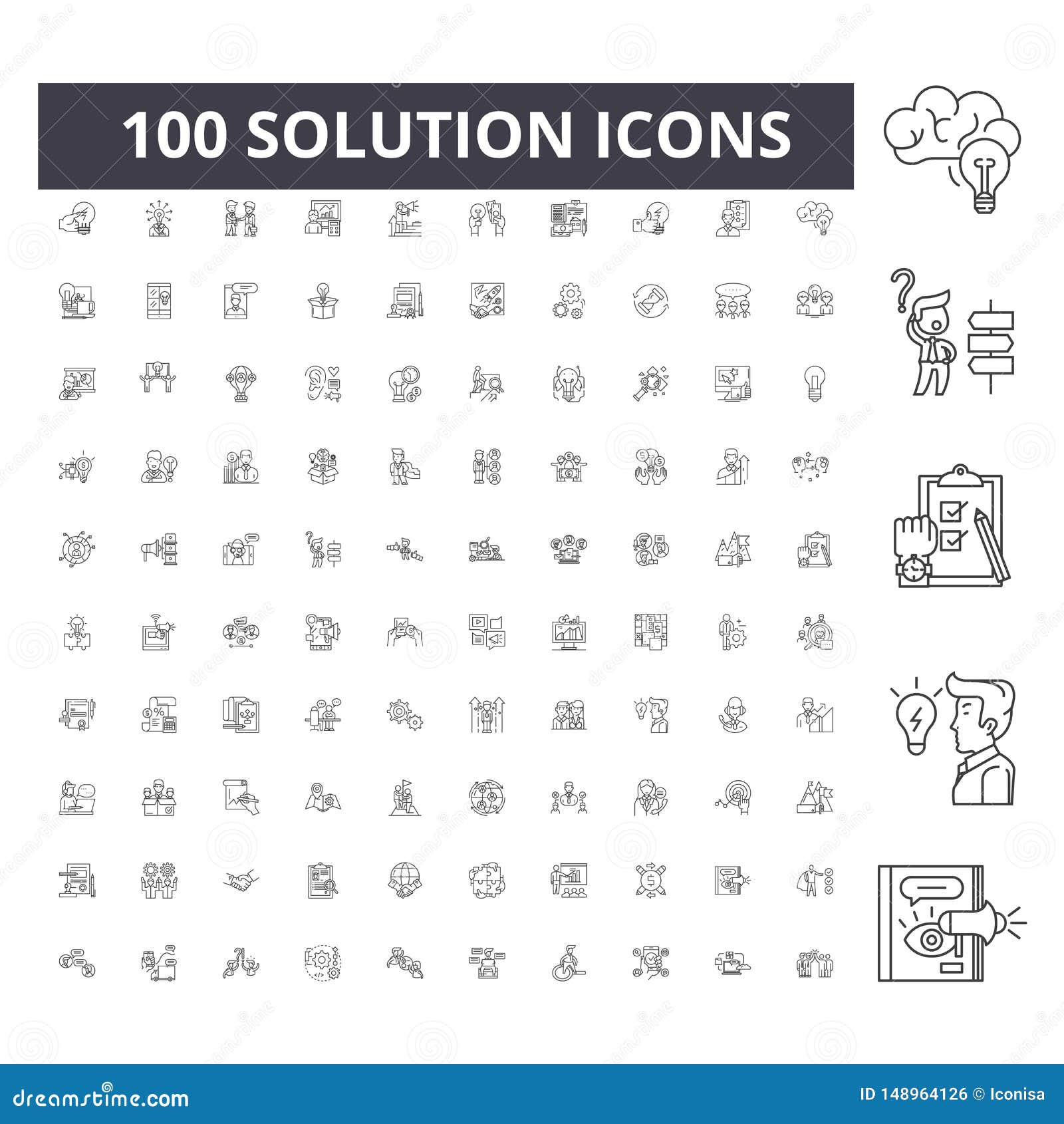 Solution Line Icons, Signs, Vector Set, Outline Illustration Concept ...