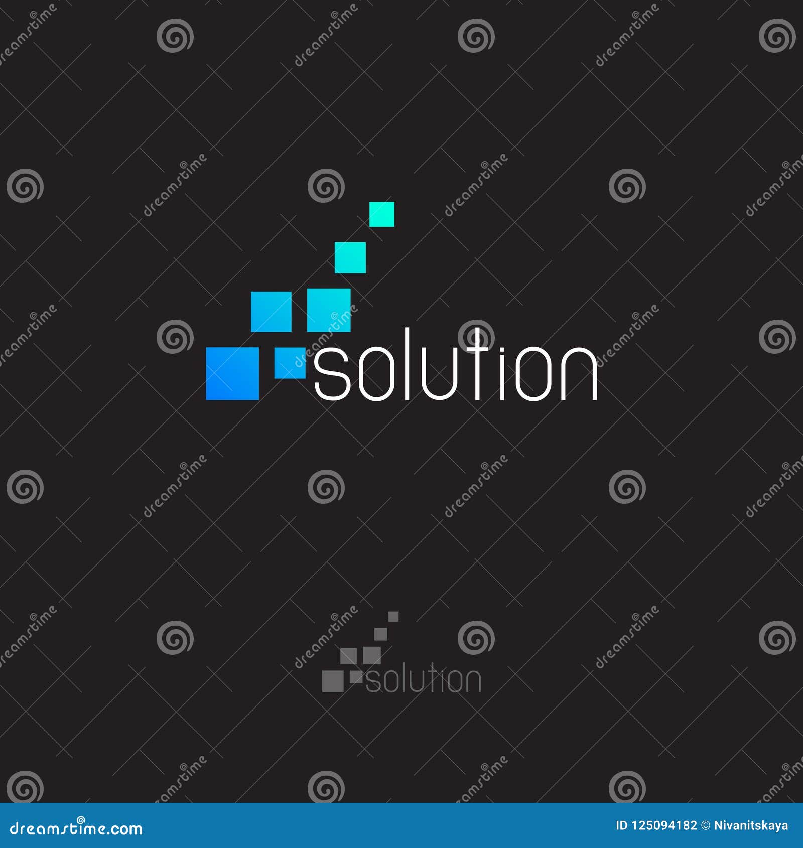 Solution Logo. Network Emblem. Letters and Squares on a Dark Background ...