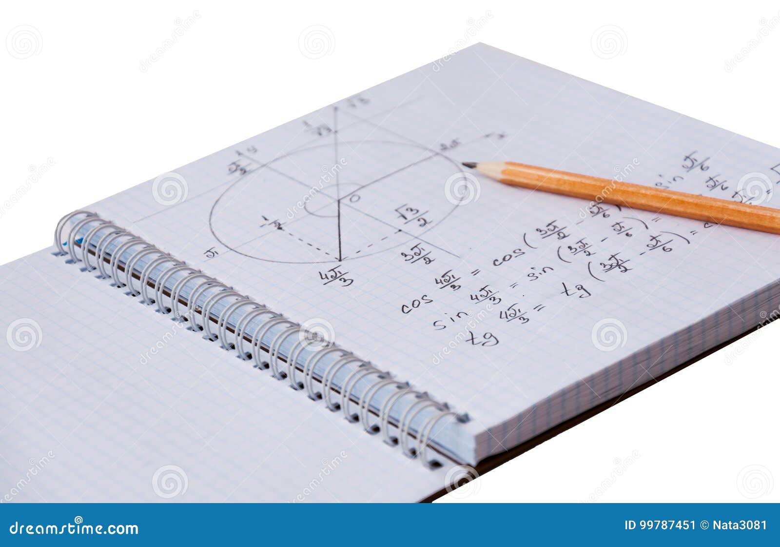 Solution of a Mathematical Problem in a Notebook and Pencil Lying on ...