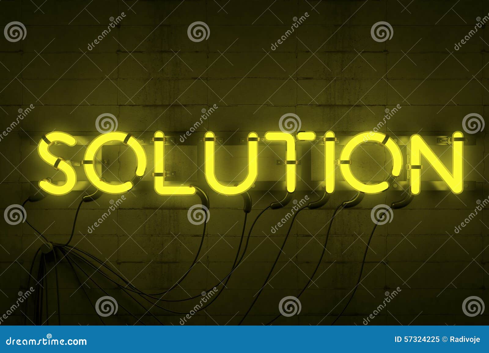 Solution Neon Sign stock image. Image of dimensional - 57324225